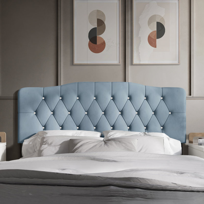 Wayfair blue velvet headboard store